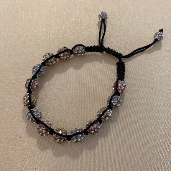 Jewelry | Tricolor Crystal Balls Black String Bracelet | Poshmark